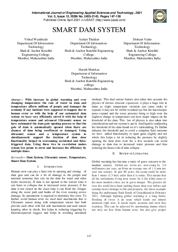 (PDF) Smart Dam System