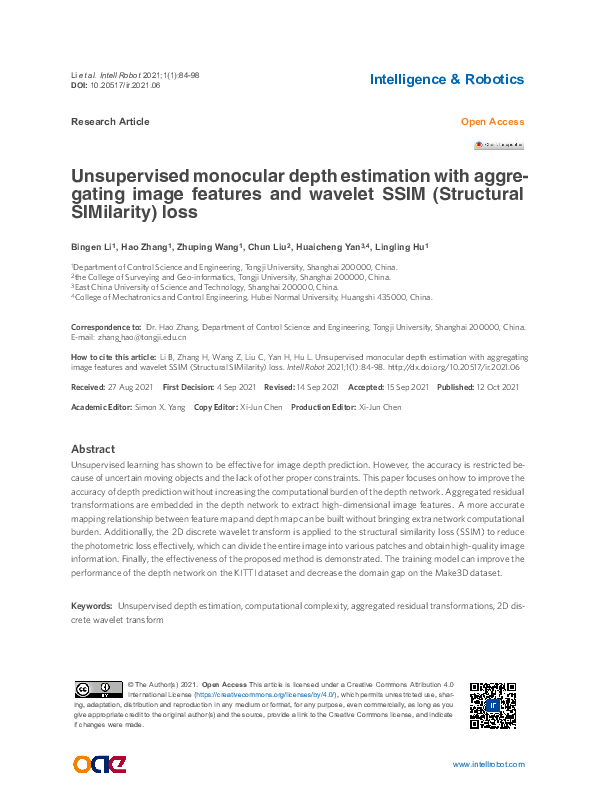 Pdf Unsupervised Monocular Depth Estimation With Aggregating Image
