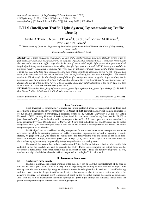 (PDF) I-TLS (Intelligent Traffic Light System) By Anatomizing Traffic ...