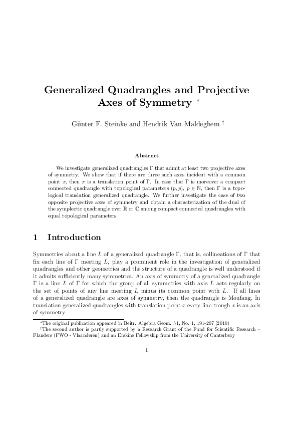 Pdf Generalized Quadrangles Laguerre Planes And Shift Planes Of Odd Order Markus Stroppel