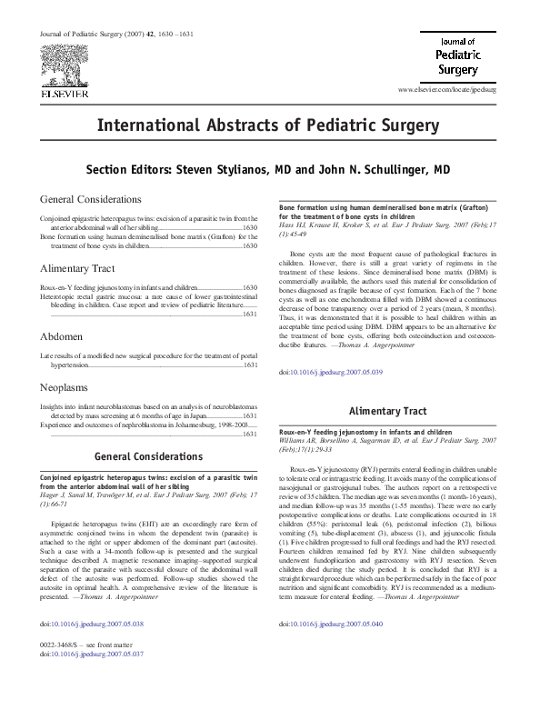 (PDF) Conjoined epigastric heteropagus twins: Excision of a parasitic ...