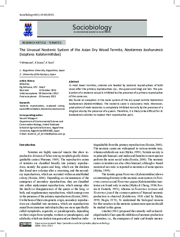 (PDF) The Unusual Neotenic System of the Asian Dry Wood Termite ...