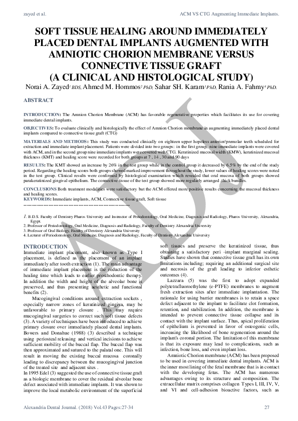 (PDF) Soft Tissue Healing Around Immediately Placed Dental Implants ...