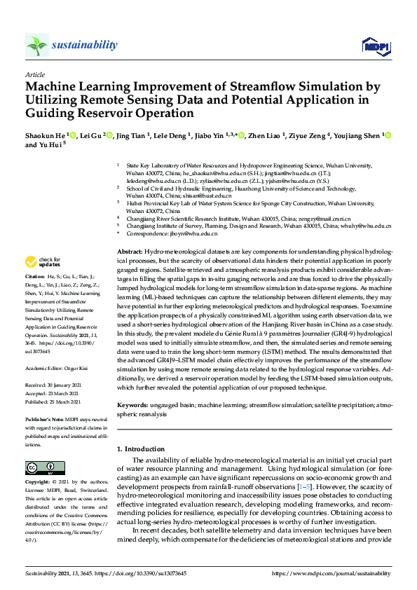 (PDF) Machine Learning Improvement of Streamflow Simulation by Utilizing Remote Sensing Data and ...