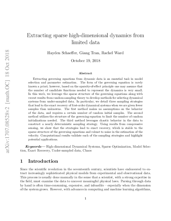 (PDF) Extracting Sparse High-Dimensional Dynamics from Limited Data
