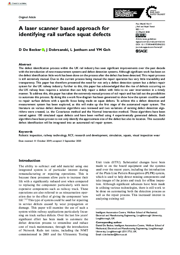 (PDF) A laser scanner based approach for identifying rail surface squat ...