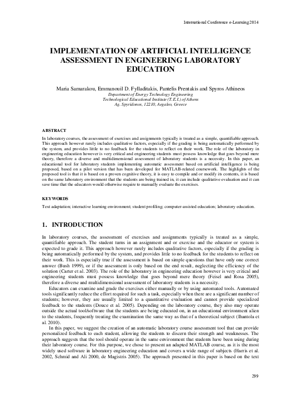 (PDF) Implementation of artificial intelligence assessment in engineering laboratory education