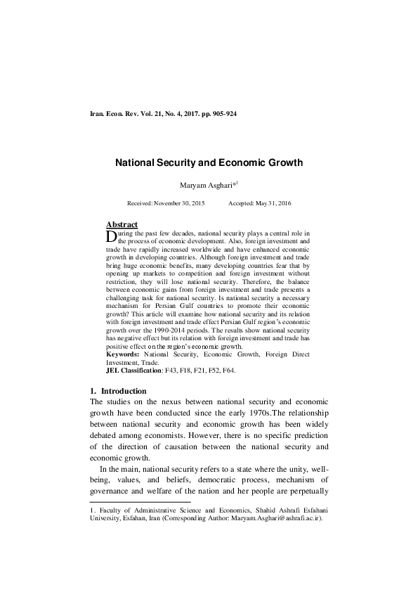 (PDF) National Security and Economic Growth