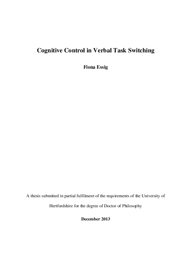 (PDF) Cognitive Control in Verbal Task Switching