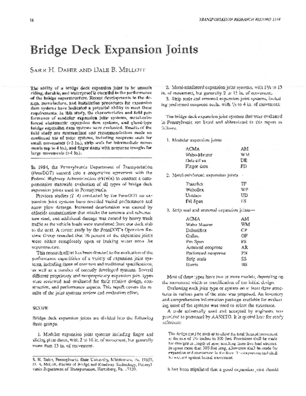 (PDF) Bridge Deck Expansion Joints