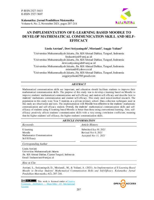 (PDF) An Implementation of E-Learning Based Moodle to Develop Mathematical Communication Skill ...