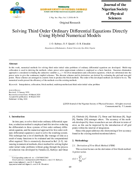 Pdf Solving Third Order Ordinary Differential Equations Directly