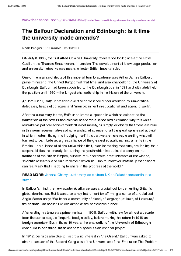 (PDF) The Balfour Declaration and Edinburgh: Is it time the university ...