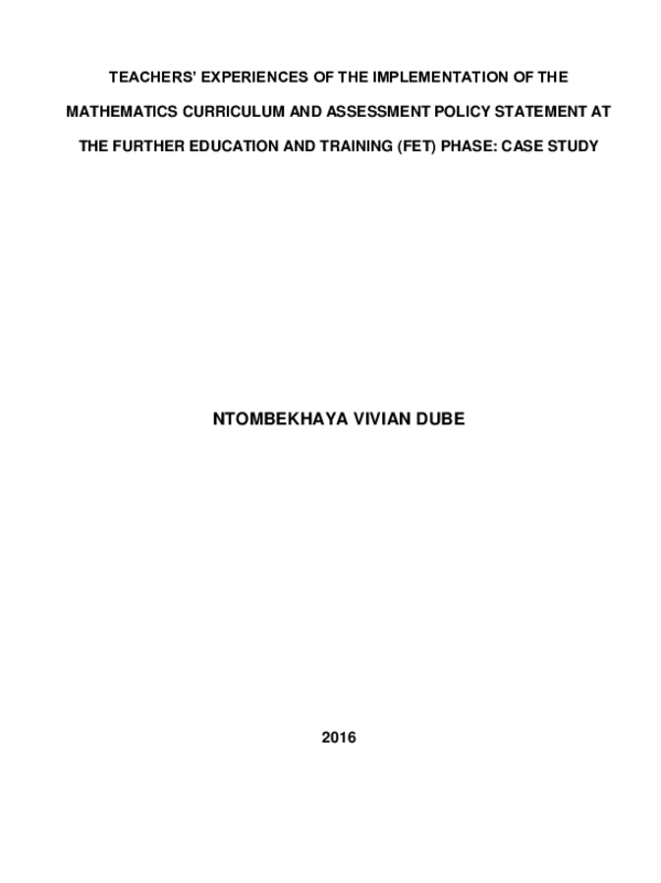 (PDF) Teachers’ experiences of the implementation of the mathematics ...