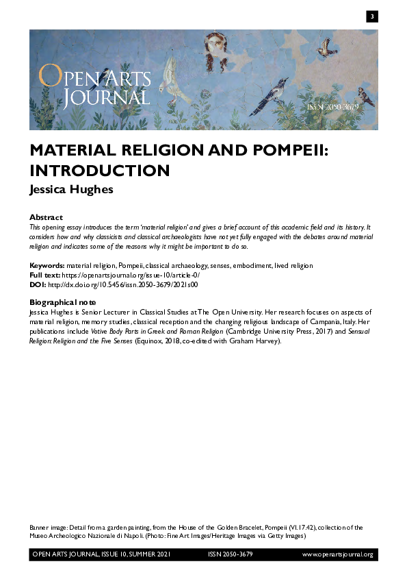 (PDF) Material Religion and Pompeii: Introduction