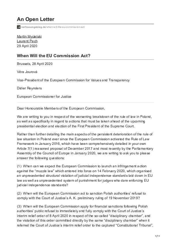 (PDF) When Will the EU Commission Act?: An Open Letter