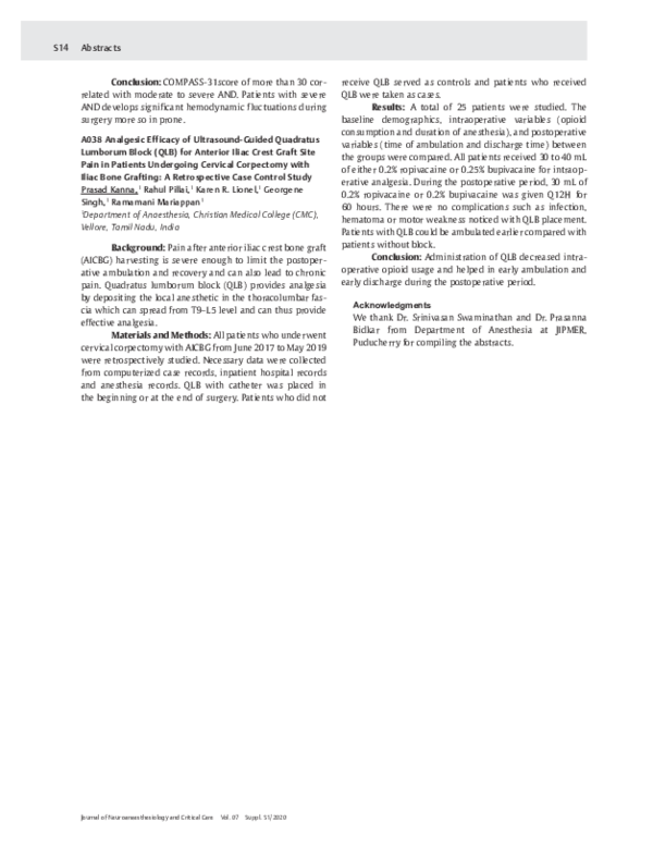 (PDF) Analgesic Efficacy of Ultrasound-Guided Quadratus Lumborum Block ...