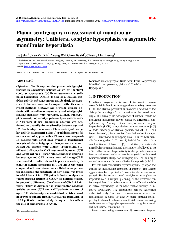 (PDF) Planar scintigraphy in assessment of mandibular asymmetry ...