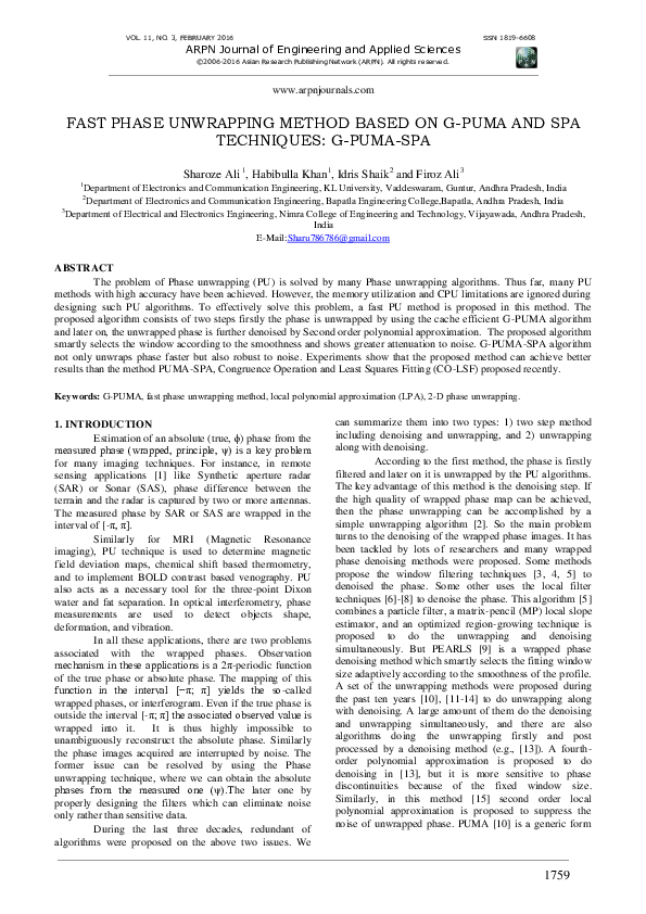 (PDF) Fast Phase Unwrapping Method Based on G-Puma and Spa Techniques : G-Puma-Spa | Idris Shaik ...
