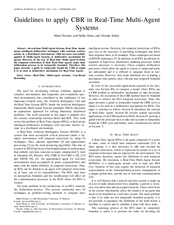 (PDF) Guidelines to apply CBR in Real-Time Multi-Agent Systems
