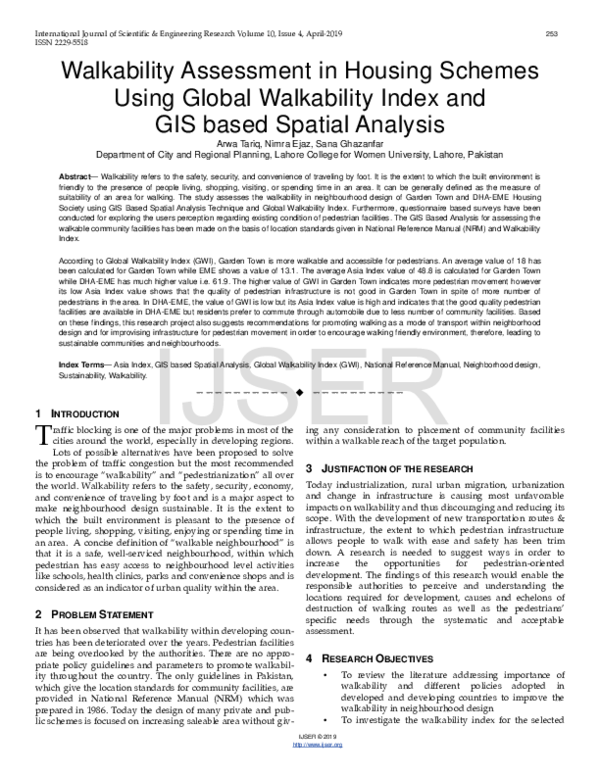 (PDF) Walkability Assessment in Housing Schemes Using Global Walkability Index and GIS based ...