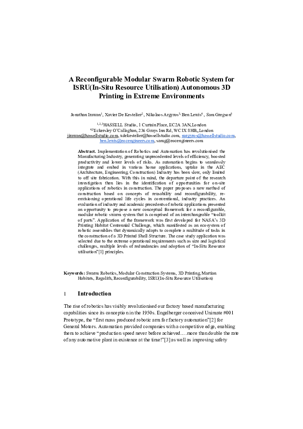 Pdf A Reconfigurable Modular Swarm Robotic System For Isru In Situ