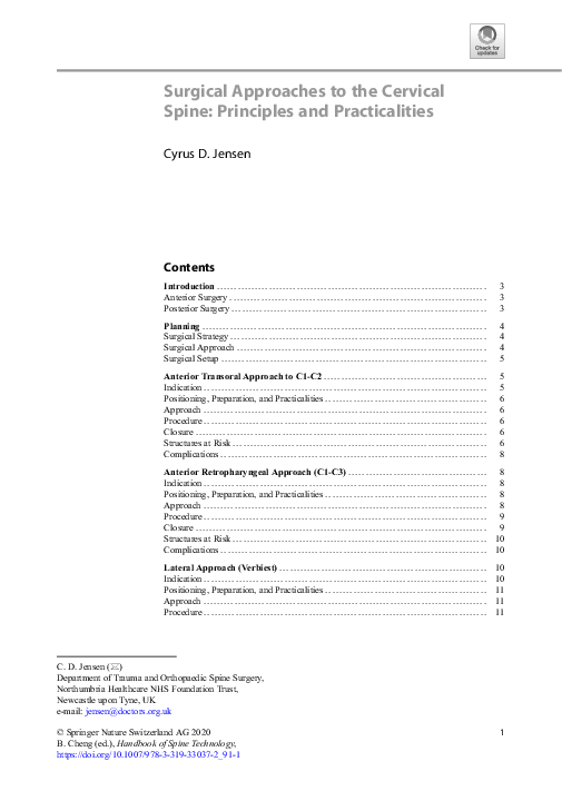 (PDF) Surgical Approaches to the Cervical Spine: Principles and ...