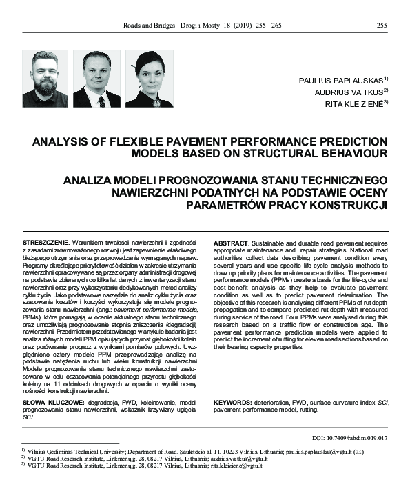 Pdf Analysis Of Flexible Pavement Performance Prediction Models Based On Structural Behaviour