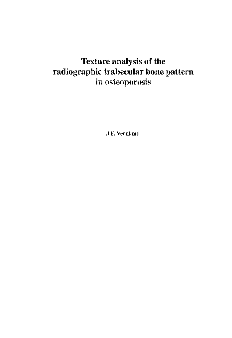 (PDF) Texture analysis of the radiographic trabecular bone pattern in ...