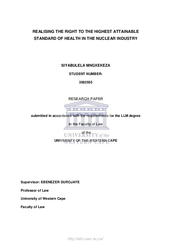 (PDF) Realising the right to the highest attainable standard of health ...