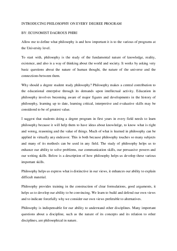 (PDF) INTRODUCING PHILOSOPHY ON EVERY DEGREE PROGRAM
