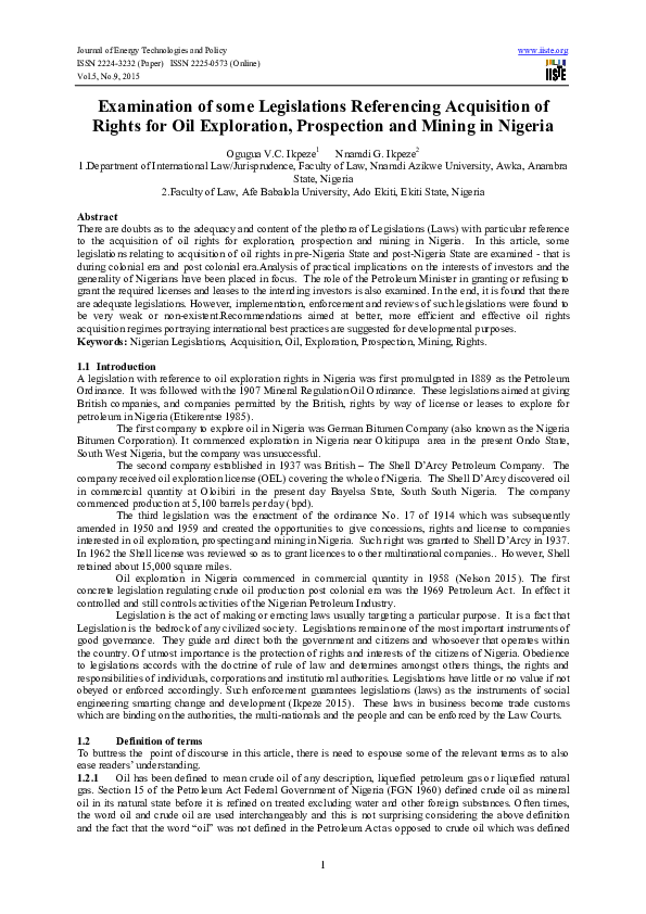 (PDF) Examination of some Legislations Referencing Acquisition of ...