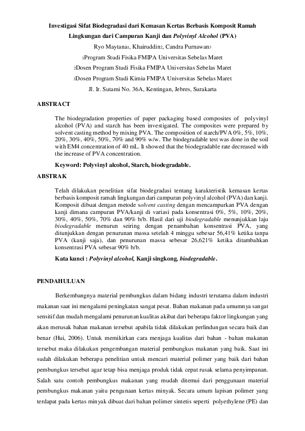 (PDF) Investigasi Sifat Biodegradasi dari Kemasan Kertas Berbasis ...