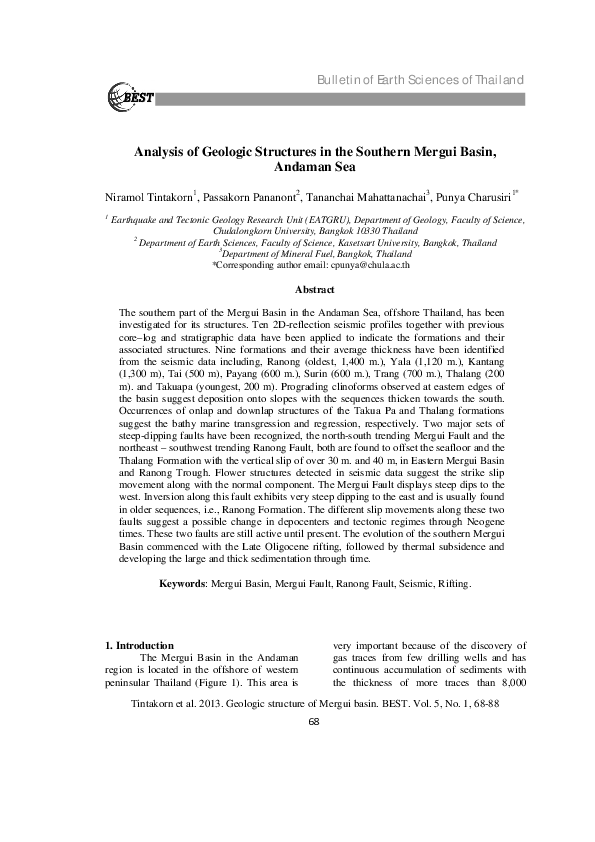 (PDF) Analysis of Geologic Structures in the Southern Mergui Basin ...