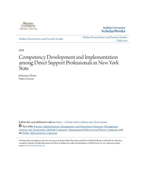 (PDF) Competency Development and Implementation among Direct Support ...