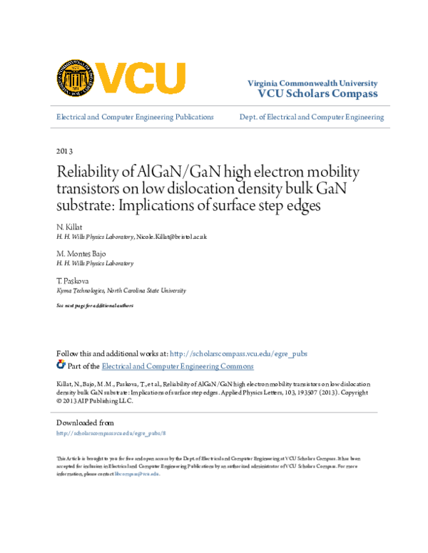 (PDF) Reliability of AlGaN/GaN high electron mobility transistors on ...