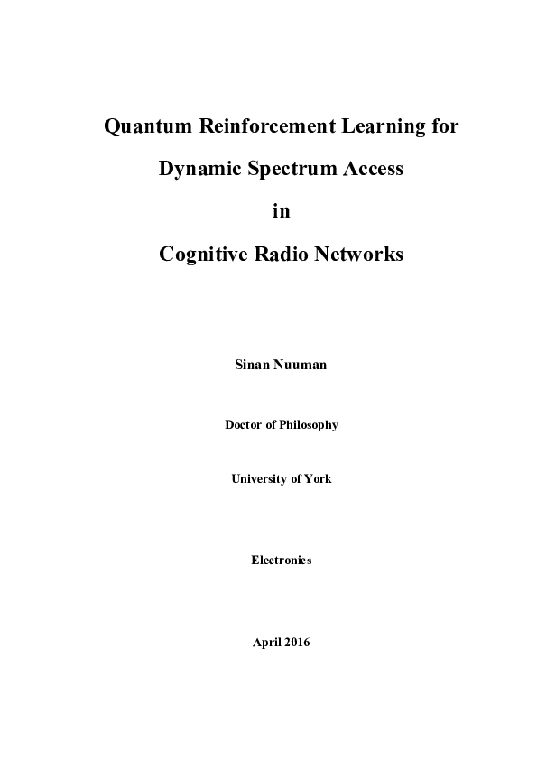 (PDF) Quantum reinforcement learning for dynamic spectrum access in cognitive radio networks