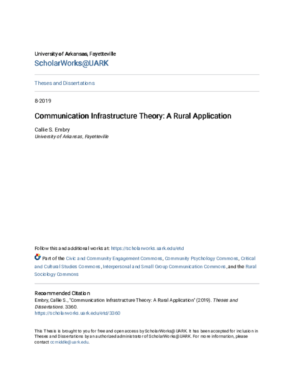 (PDF) Communication Infrastructure Theory: A Rural Application