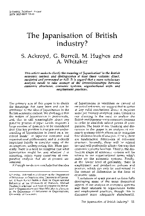 (PDF) The Japanisation of British industry?