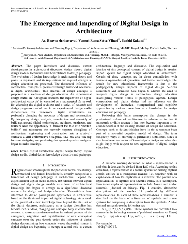 (PDF) The Emergence and Impending of Digital Design in Architecture