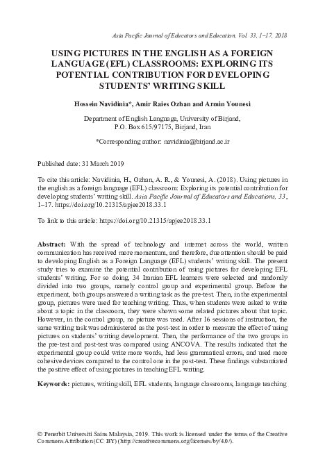 (PDF) Using Pictures in the English as Foreign Language (EFL ...