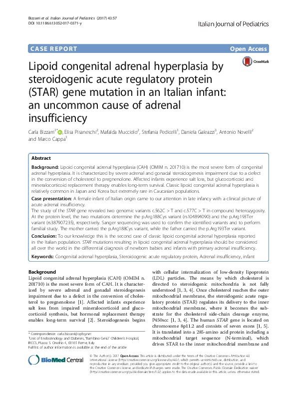(PDF) Lipoid congenital adrenal hyperplasia by steroidogenic acute ...