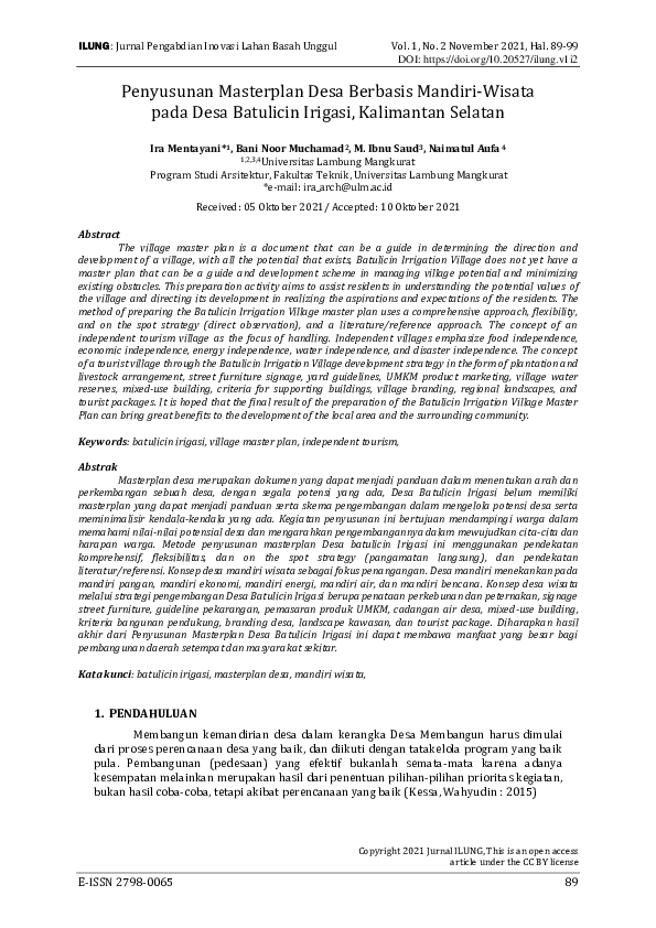 Pdf Penyusunan Masterplan Desa Berbasis Mandiri Wisata Pada Desa