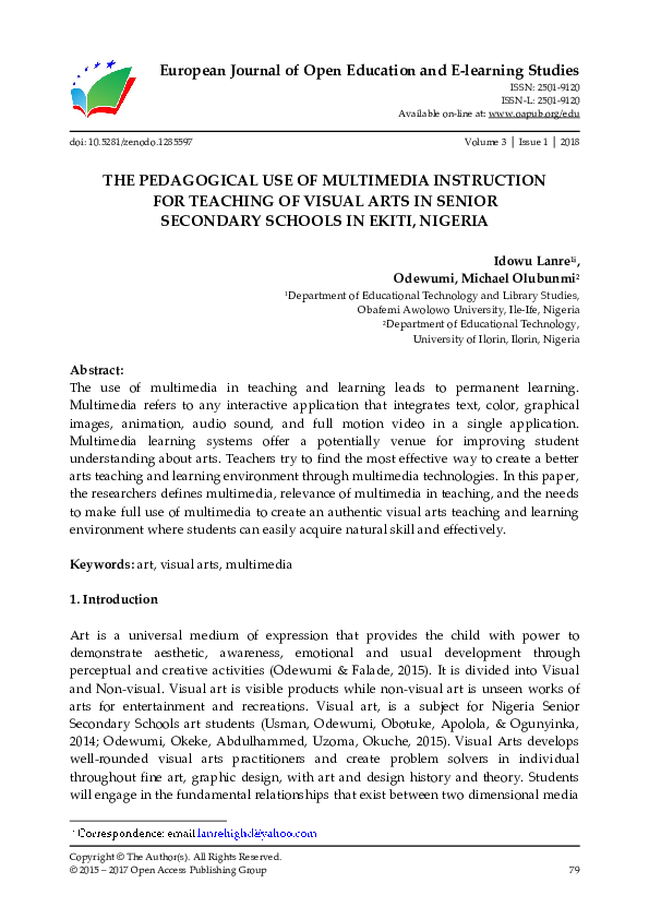(PDF) The Pedagogical Use of Multimedia Instruction for Teaching of ...