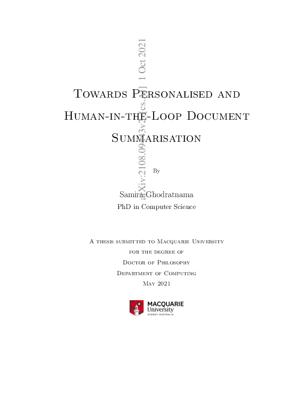 (PDF) Towards Personalized and Human-in-the-Loop Document Summarization | Samira Ghodratnama ...