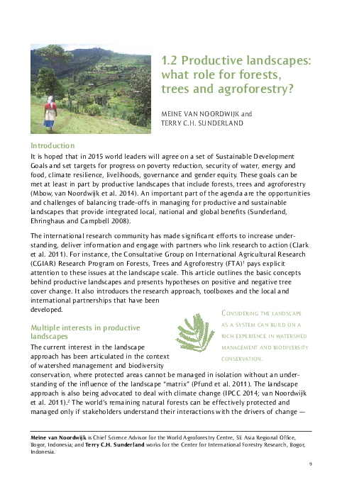 (PDF) Productive landscapes: what role for forests, trees and agroforestry?