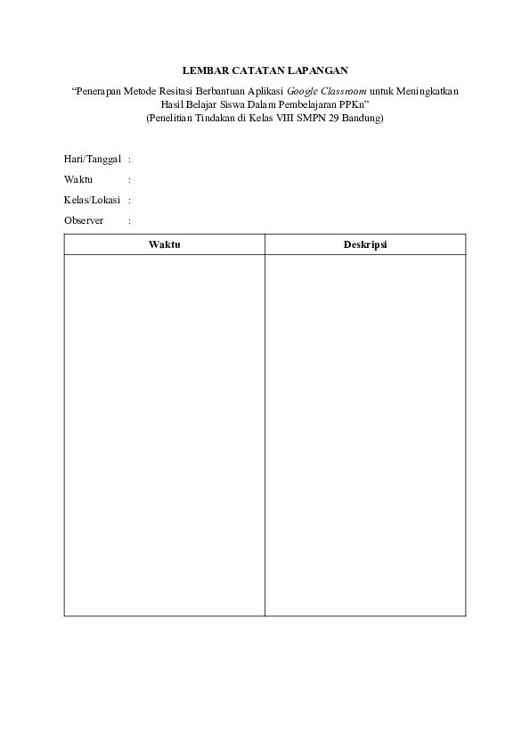 (DOC) Lembar catatan lapangan