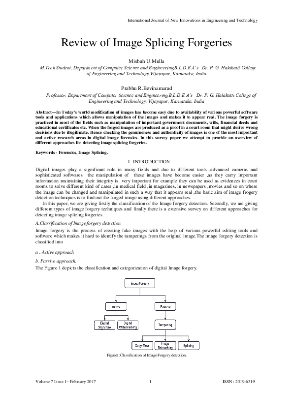 (PDF) Review of Image Splicing Forgeries