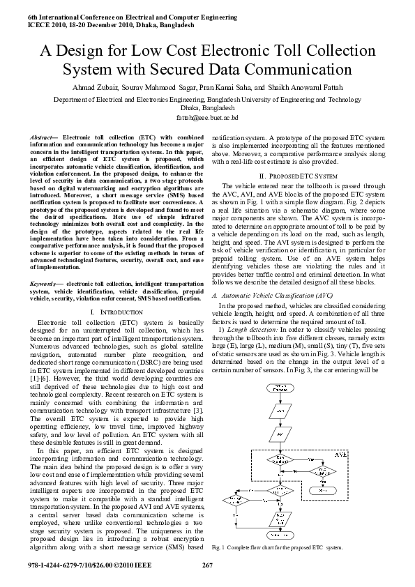 (PDF) A design for low cost electronic toll collection system with ...
