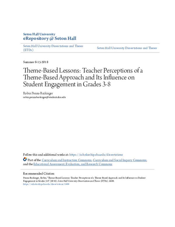 (PDF) Theme-Based Lessons: Teacher Perceptions of a Theme-Based ...